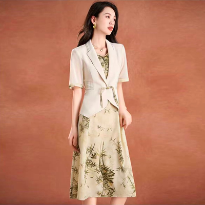 T939 春夏新款时尚国风优雅气质两件套套裙