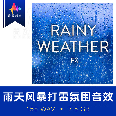 城市乡村室内雨天风暴雷鸣声音效素材 Sound Ideas Rainy Weather