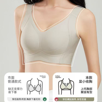 双重提拉W型软支撑大胸显小内衣