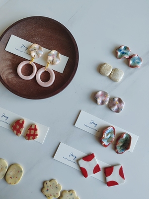 002Joey手工制作陶瓷耳饰耳钉耳环耳夹耳饰