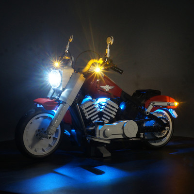 防尘展示可匀哈雷灯光拼搭模型