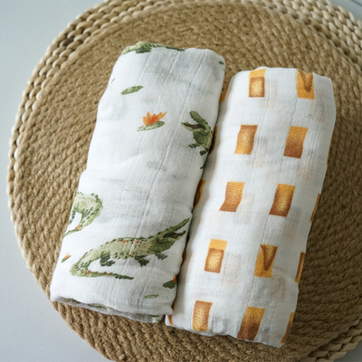 dedekids婴儿包被竹纤维纱布宝宝