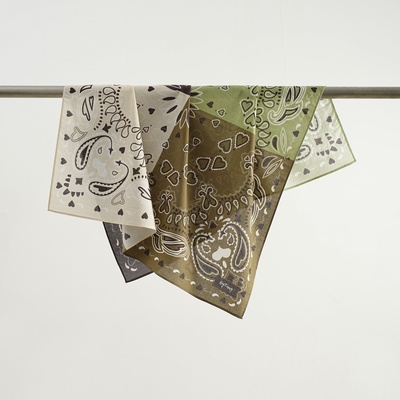 美式腰果花方巾拼色丝巾领巾头巾