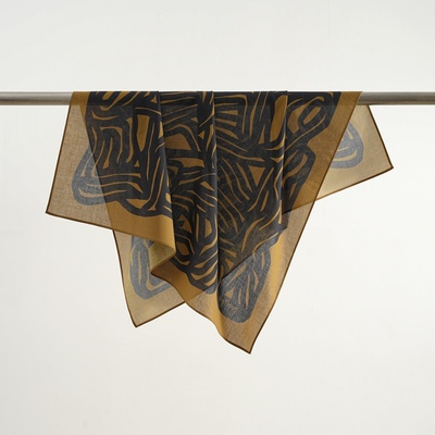 THECOLOR BANDANA秋季新品复古大方巾棕色老钱风丝巾高级感围巾