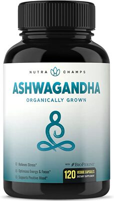Organic Ashwagandha 1200mg - 120 Vegan Capsules w/BioPerine