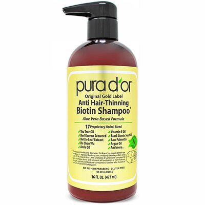 美国代购PURA D'OR Original Gold Label Anti-Thinning Shampoo