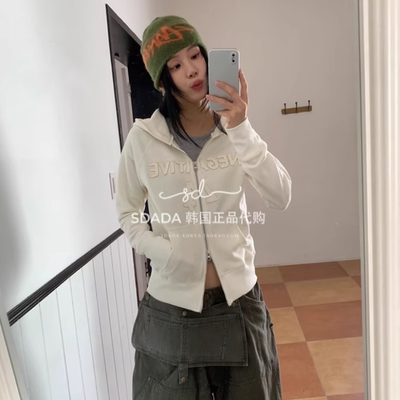 韩国代购字母风拉链帽衫外套
