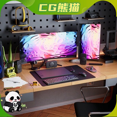 UE5虚幻5 High-Tech Pack 1 家庭电竞房电脑台式机模型道具