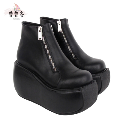 双拉链厚底秋季高跟女鞋