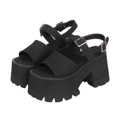 普普家2025新品LoIita朋克露趾 简约松糕厚底时尚凉鞋L306