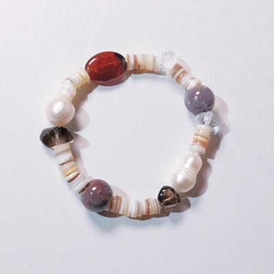 《爪哇秘境》 火山系天然贝壳印度玛瑙橘红玛瑙珍珠项链／手串