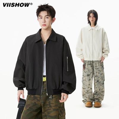 VIISHOWcleanfit翻领飞行夹克女男春季bomber休闲百搭棒球服外套