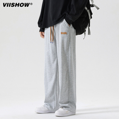 VIISHOW休闲裤男士冬季宽松直筒运动阔腿小标卫裤男款潮牌长裤