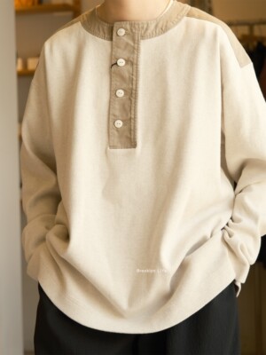 BARNS复古重磅亨利领上衣