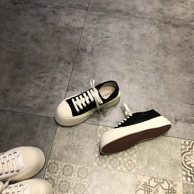 休闲鞋韩版厚底圆头女鞋真皮百搭