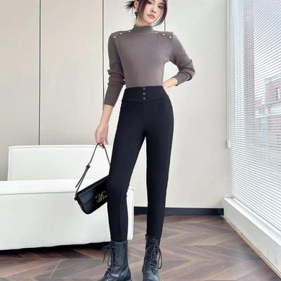 高端定制白鹅绒山羊绒石墨烯大鹅裤抗寒高腰羽绒裤显瘦保暖铅笔裤