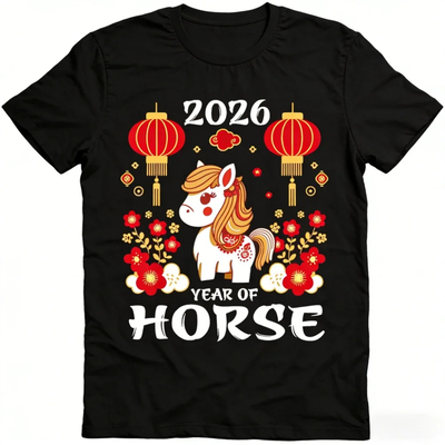 2026 Year Of The Horse T shirt 新年马年短袖体恤新春春节上衣