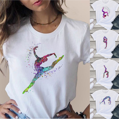 Gymnast Dancer T Shirt 时尚体操运动员艺术体操印花T恤女亲子装