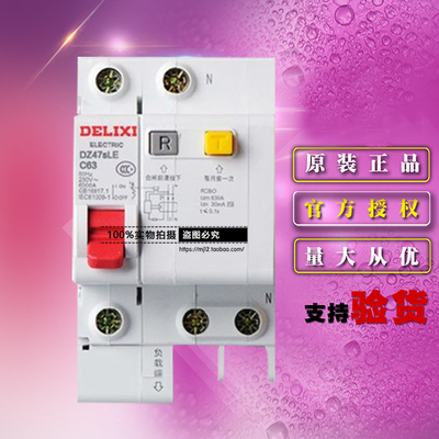 德力西小型断路器DZ47SLEN1C63R300 1P+N C63A 300mA 6KA漏电保护