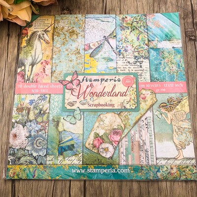 新款Stamperia童话仙境 独角兽背景纸本素材包Wonderland