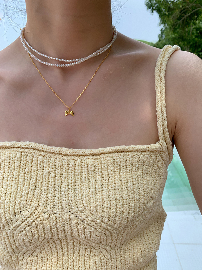 LLab 925银夏日浪漫可爱蝴蝶结吊坠锁骨链项链_虎窝淘