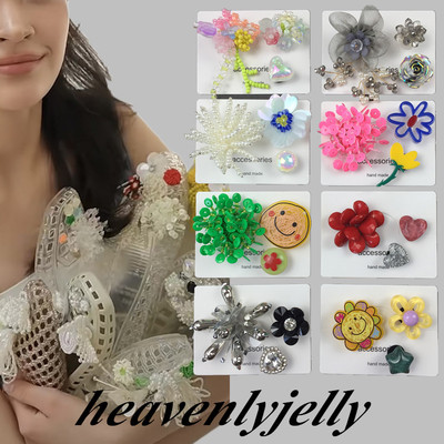 新品原创heavenlyjelly鞋扣花朵流苏珍珠鞋花洞洞鞋个性配饰可拆