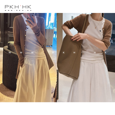 三色舒爽自留度假针织PKH.HK开襟