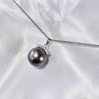 铂金钻石大溪地海水黑珍珠睫毛坠