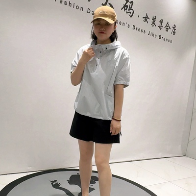 1386针丝缘子汇初夏新品底部可抽绳速干面料减龄帽衫加大码女装