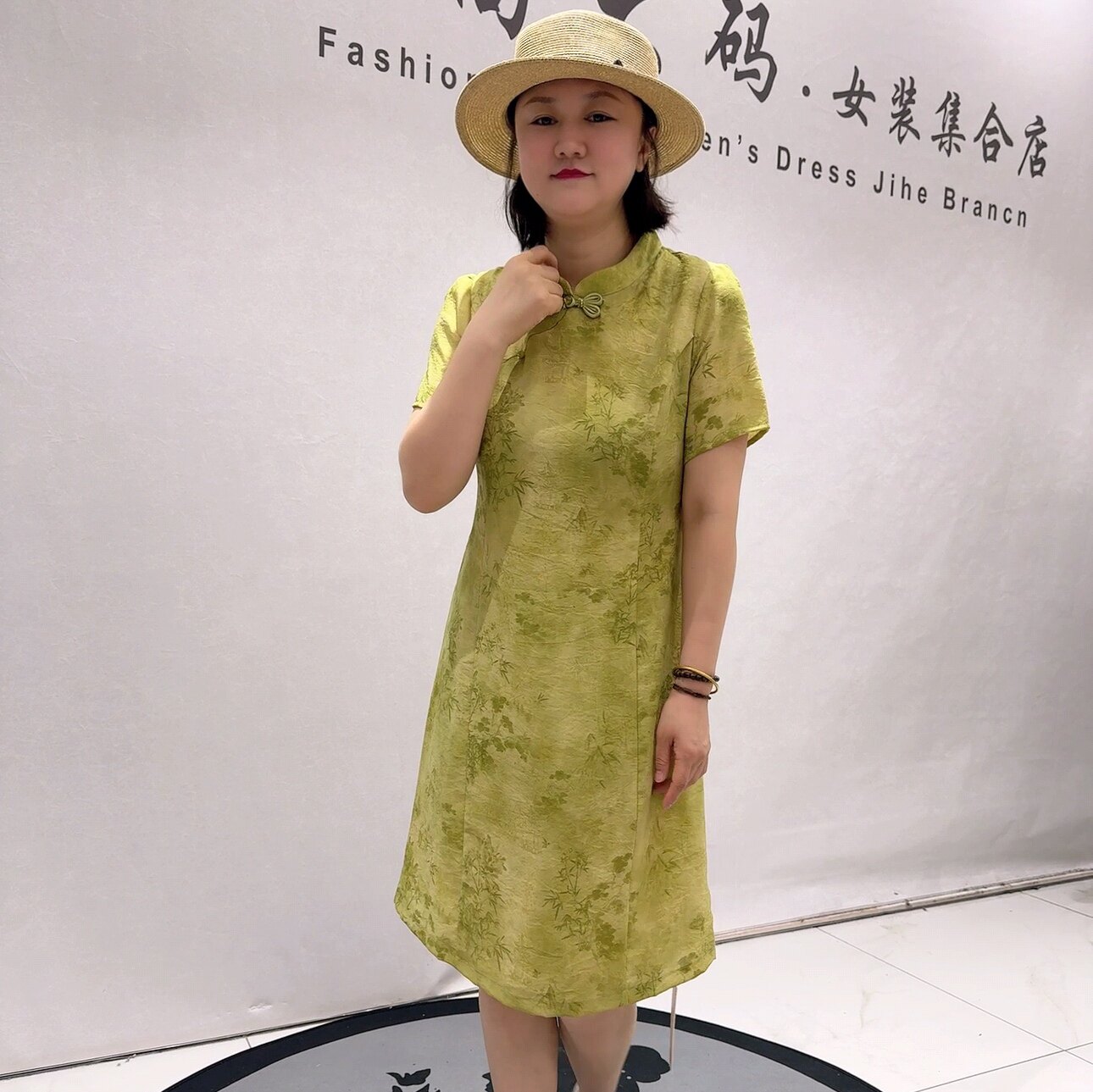 31205女权贵族夏款新品国风气质单层显瘦女人味连衣裙加大码女装