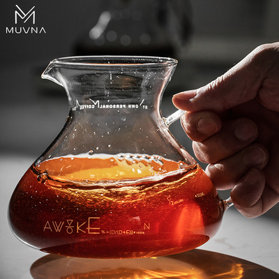 MUVNA慕威纳手冲咖啡莹盏玻璃分享壶 带刻度耐热玻璃泡茶壶450ml