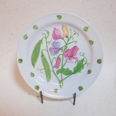 双子商店 中古意大利制Ginori香豌豆花主题白瓷餐盘 早餐盘