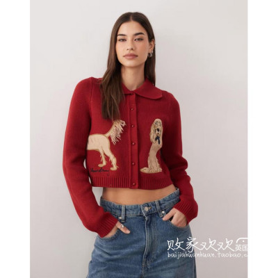英国代购正品12.11 2025潮流导向 女装新款 时尚金毛狗狗针织开衫