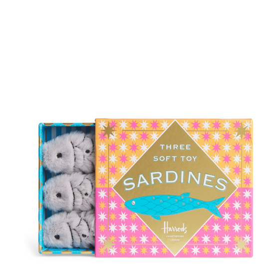 英国代购正品03.14 Harrods Set of 3 Sardine Plush Toys 沙丁鱼