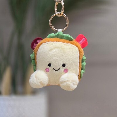 英国代购正品04.28 Plush Sandwich Keyring Bag 三明治钥匙扣