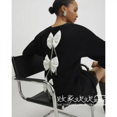 英国代购正品11.30 名品ER 女装新款 时尚蝴蝶结流苏设计长袖卫衣