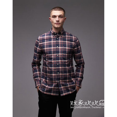 英国代购正品12.01 2025潮流导向 男装新款 翻领格子长袖舒适衬衫