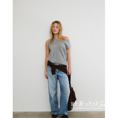 英国代购正品10.08 2025潮流导向 女装新款 时尚灰色针织舒适背心