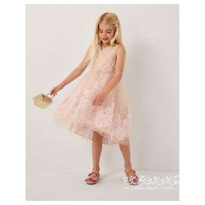 英国代购正品10.02 名品Monsoon 女童新款 3D花朵迷人百搭连衣裙