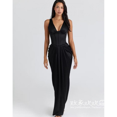 英国代购正品12.03 2025潮流导向 女装新款 设计束腰长款连衣裙