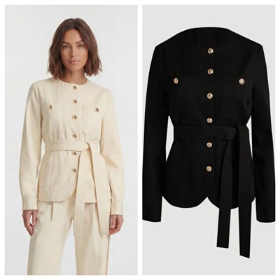 英国代购正品03.27 名品PL 女装新款 时尚纽扣细节系腰长袖衬衫