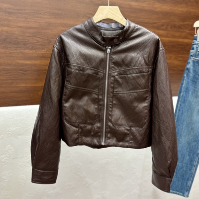 2025秋冬新款流行pu蛋白皮衣外套机车羽绒服百搭显瘦洋气潮ie9909