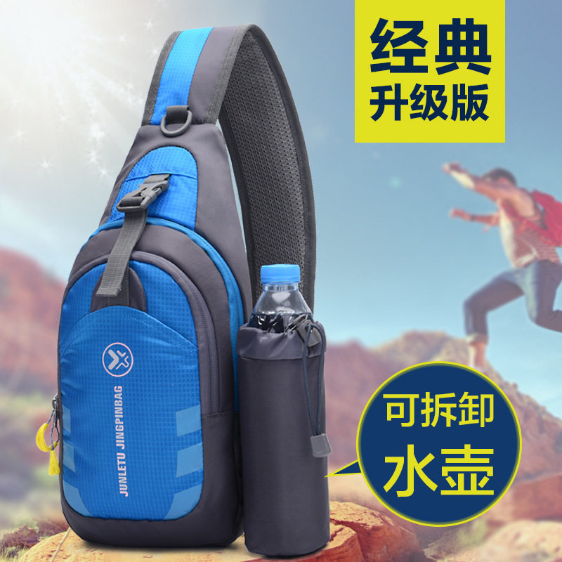 跨境户外水壶胸包多功能尼龙防水旅行单肩包大容量运动健身胸包