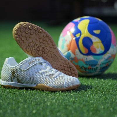 SJ25701足球狗soccerjunky粘扣儿童不系带人工草运动碎钉TF足球鞋
