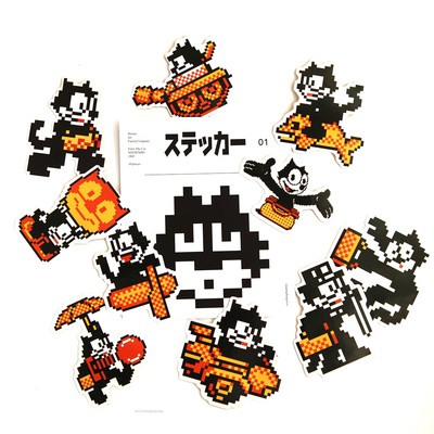 铜版纸贴纸菲力猫复古恶搞可爱