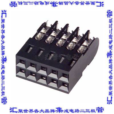 5-102398-3 矩形连接器10POS插座2排2.54mm母插口黑色IDC镀金自由
