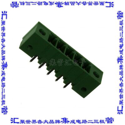 284519-5 端子块连接器5POS接头公引脚带罩3.81mm绿色垂直通孔