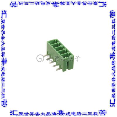 EBSA-05-B 端子块连接器5POS接头公引脚带罩3.81mm绿色90DEG通孔