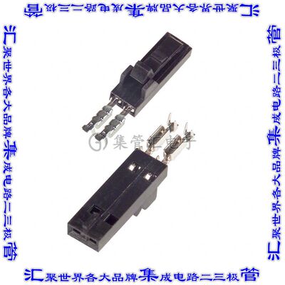 103956-1 矩形连接器2POS插座2.54mm母插口黑色IDC锡自由悬挂