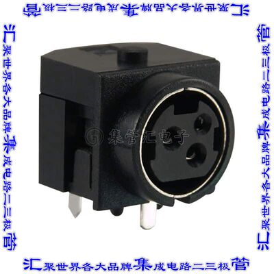 KPJX-3S 圆形连接器3(1+2电源)插孔母插口焊接锡通孔直角